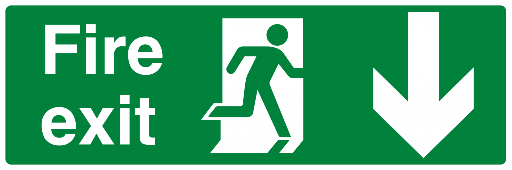 Fire Exit Running Man Down – High Quality Vector Sign And Symbols