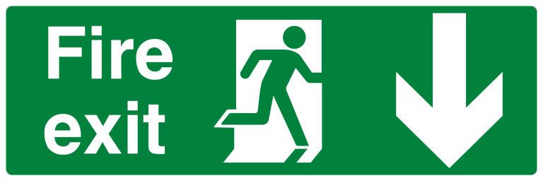 Fire Exit Running Man Down – High Quality Vector Sign And Symbols